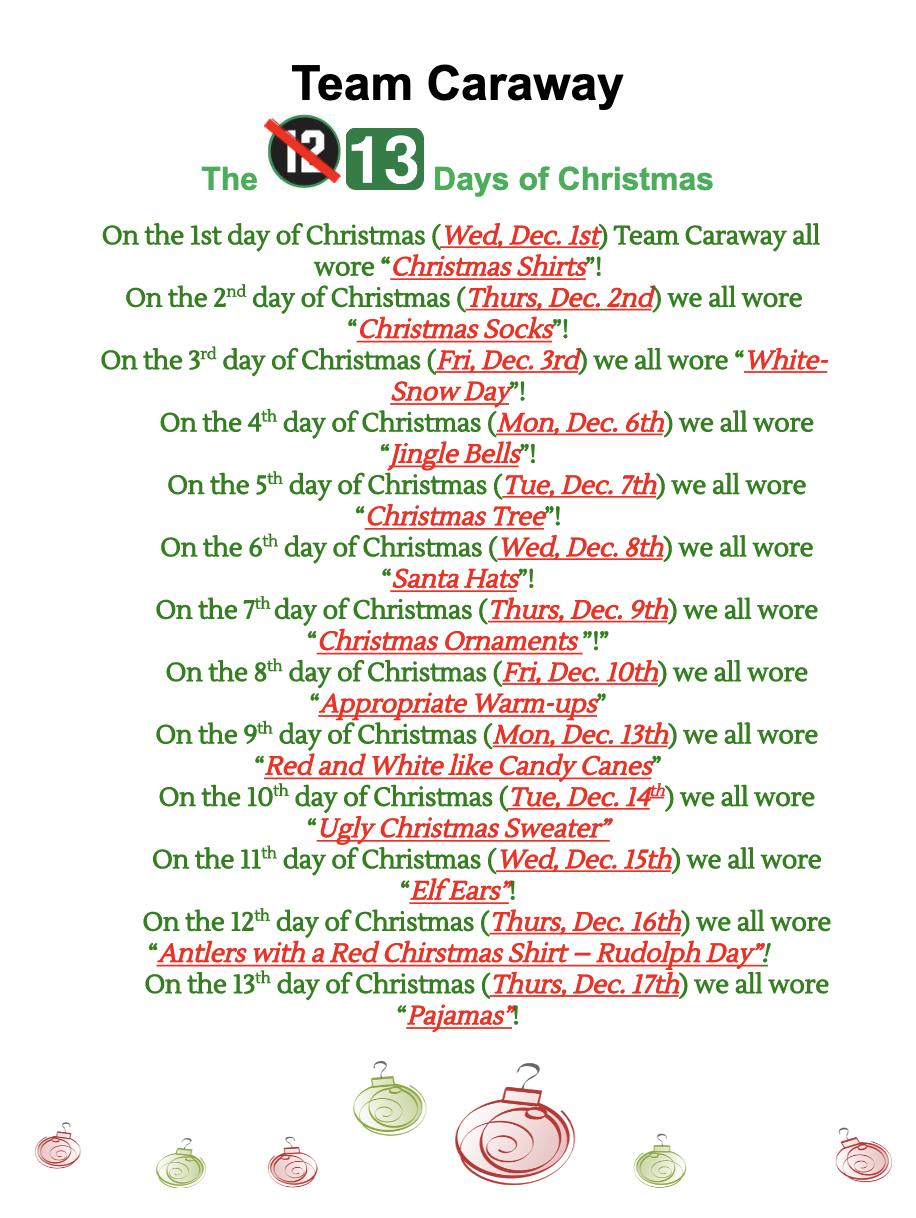 13 Days of Christmas! – Caraway Elementary School